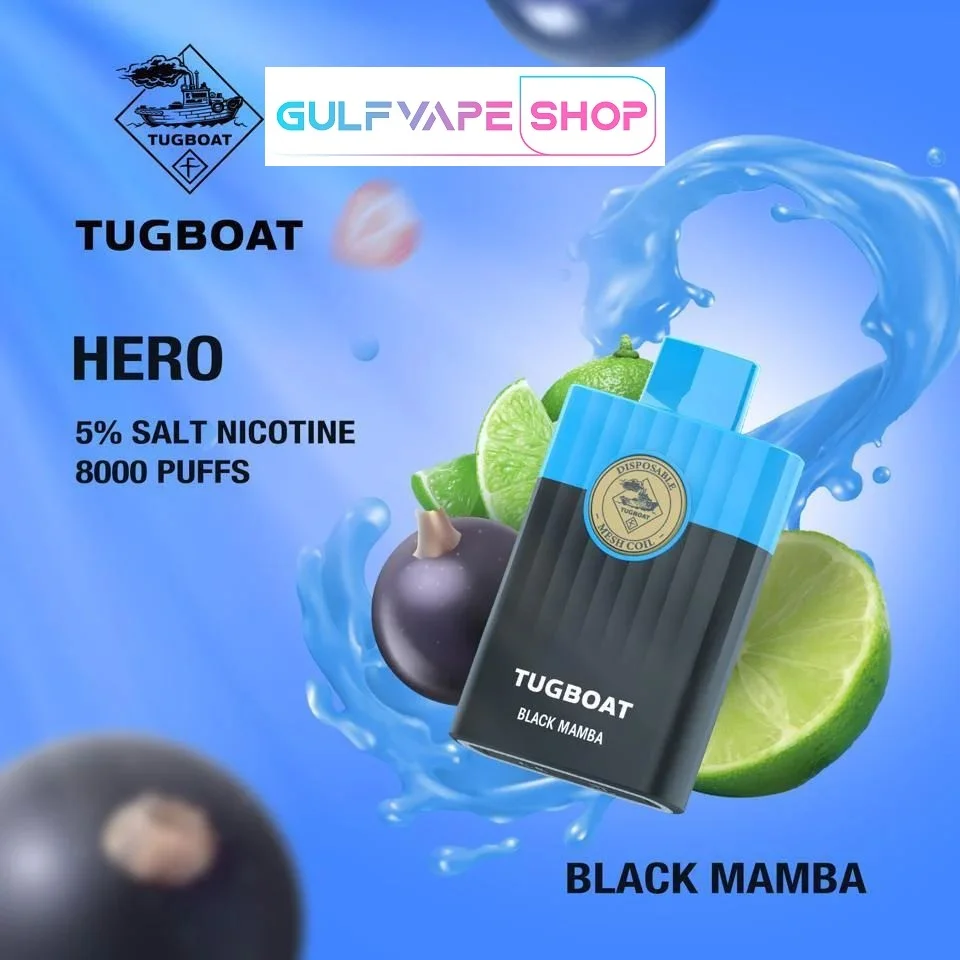 BEST TUGBOAT HERO DISPOSABLE VAPE 8000 PUFFS IN DUBAI