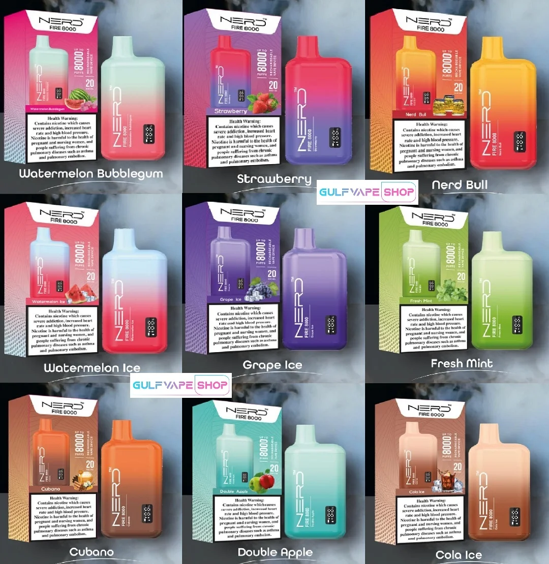 NERD FIRE DISPOSABLE 8000 PUFFS IN DUBAI NEW - Gulfvapeshop
